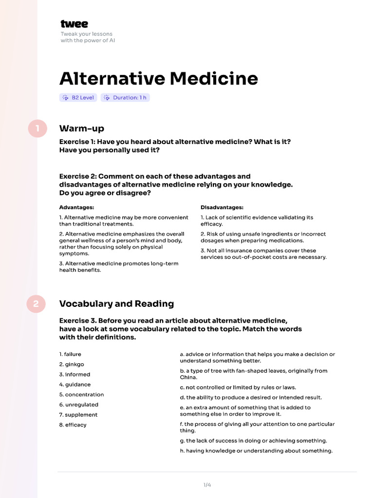 Demo Lesson Alternative Medicine | PDF | Alternative Medicine | Heart ...