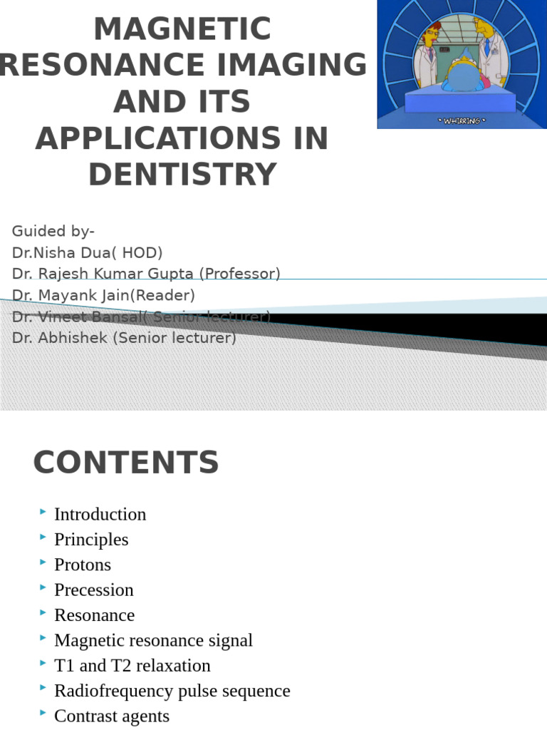 MRI Applications in Dentistry | PDF | Relaxation (Nmr) | Magnetic ...