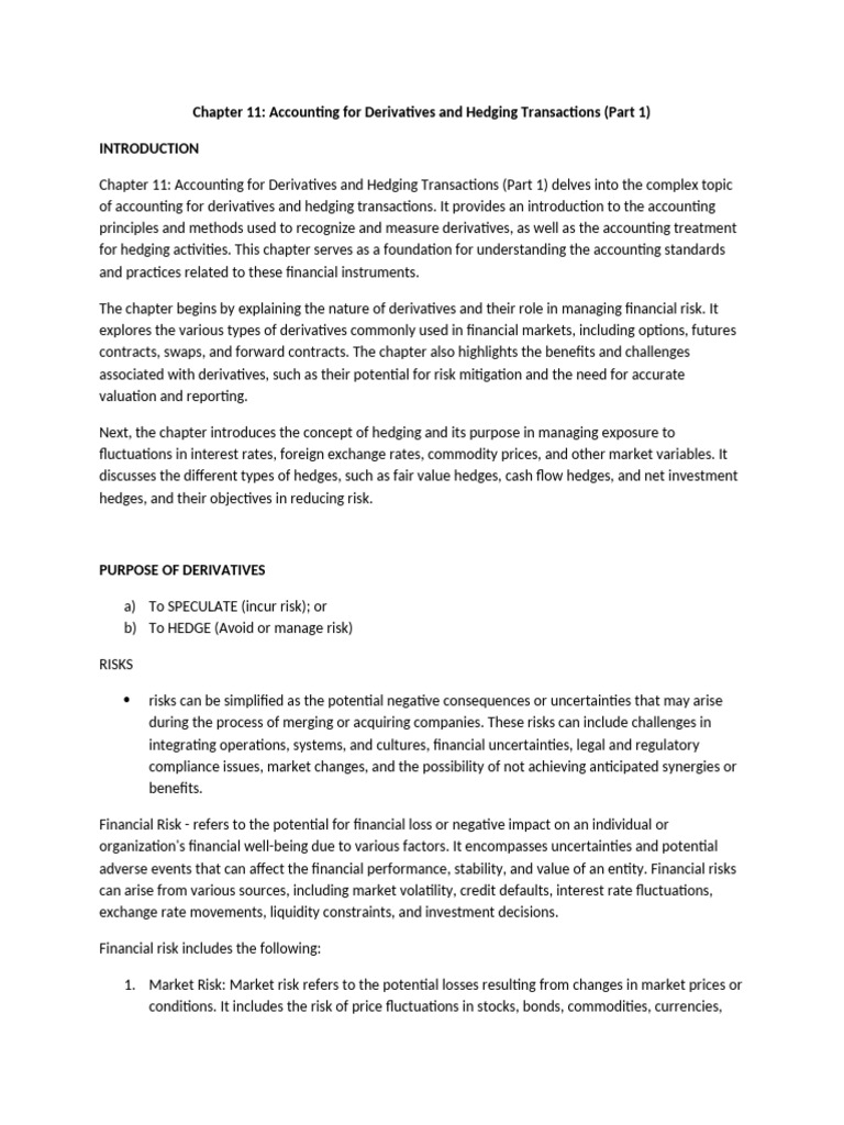 Chapter 11 Accounting For Derivatives and Hedging Transactions (Part 1 ...