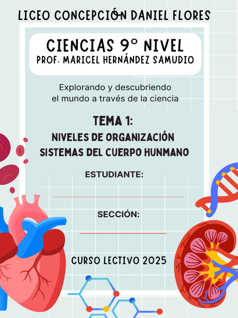 Material Didáctico Ciencias 9° - Tema #1 Sistemas Del Cuerpo Humano | PDF