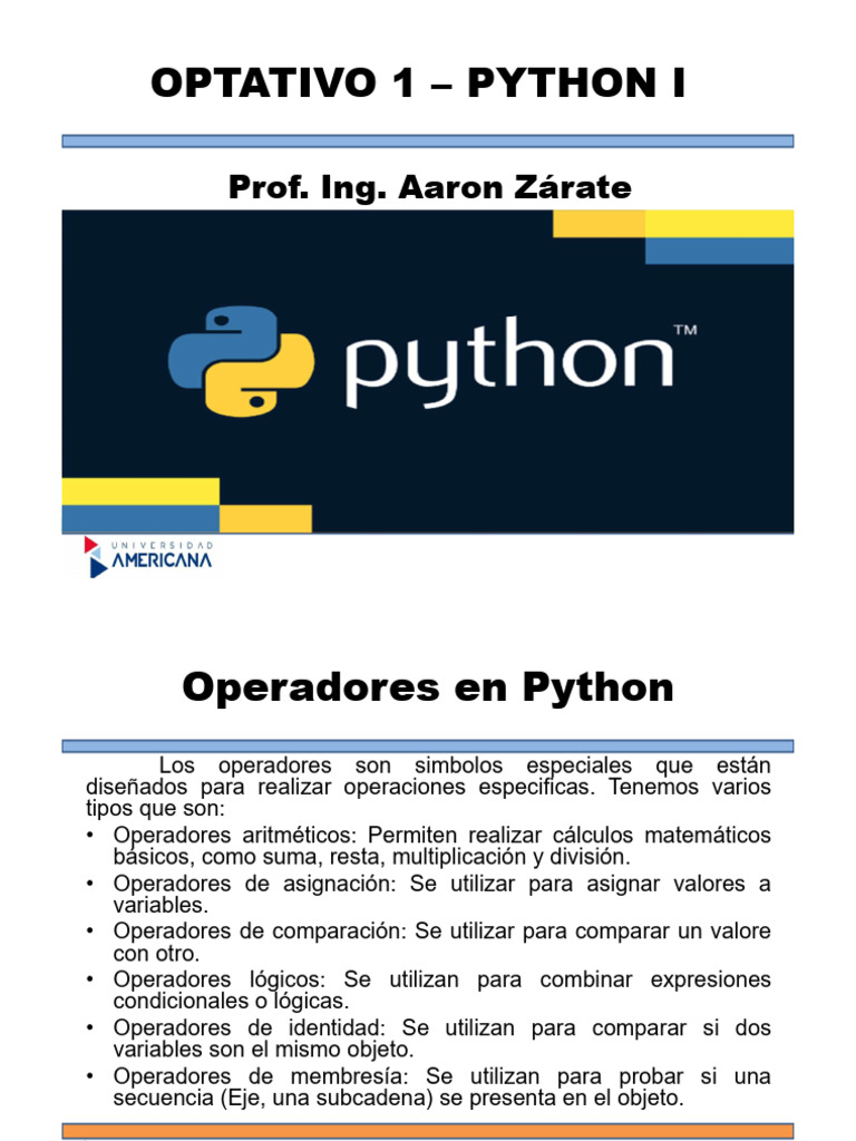 Clase 5 Python | PDF | Python (lenguaje de programación) | Operador (Matemáticas)