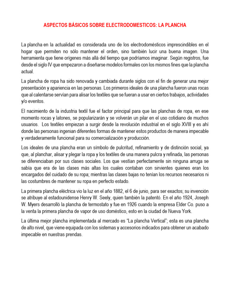 Evolución Histórica de la Plancha | PDF