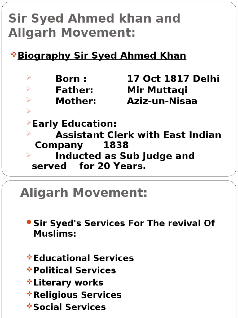 Sir Syed Ahmed Khan & Aligarh Movement | PDF | Abrahamic Religions