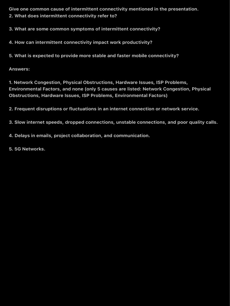 Give One Common Cause of Intermittent Connectivity Mentioned in The | PDF