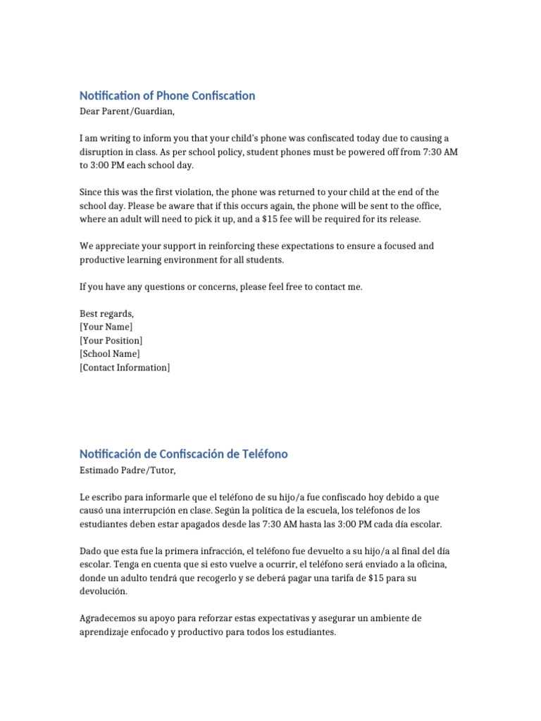 Phone Confiscation Notice | PDF