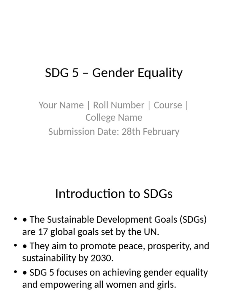 SDG 5 Gender Equality Presentation | PDF