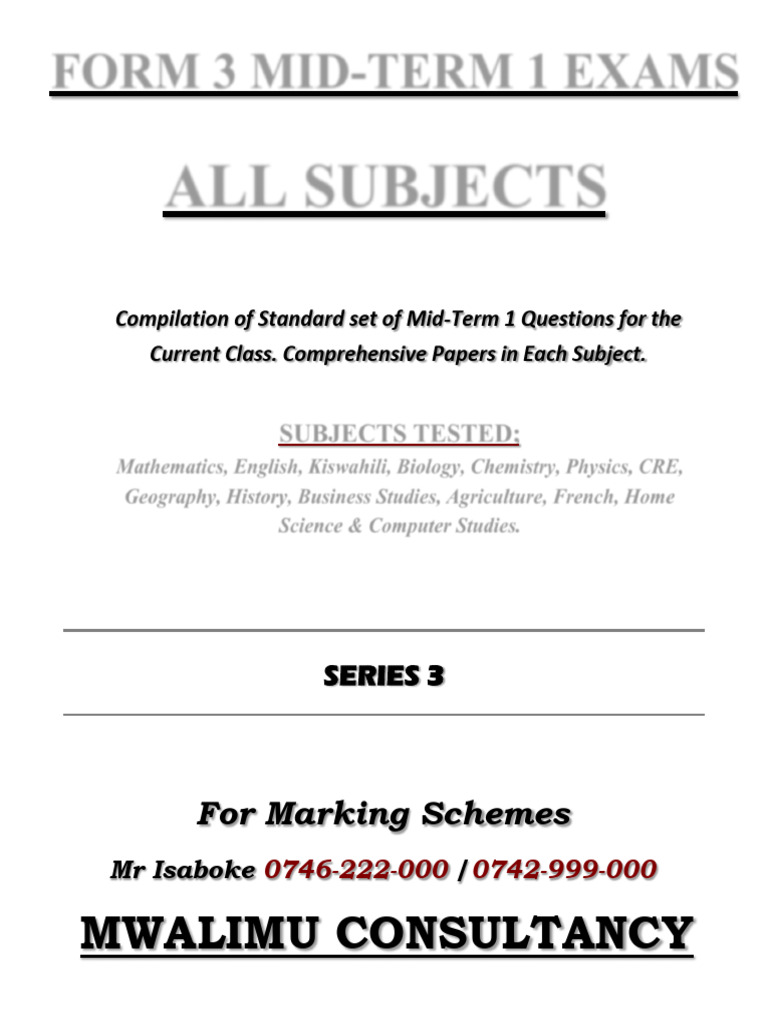 Form 3 Mid-Term 1 Exam Papers | PDF | Weight
