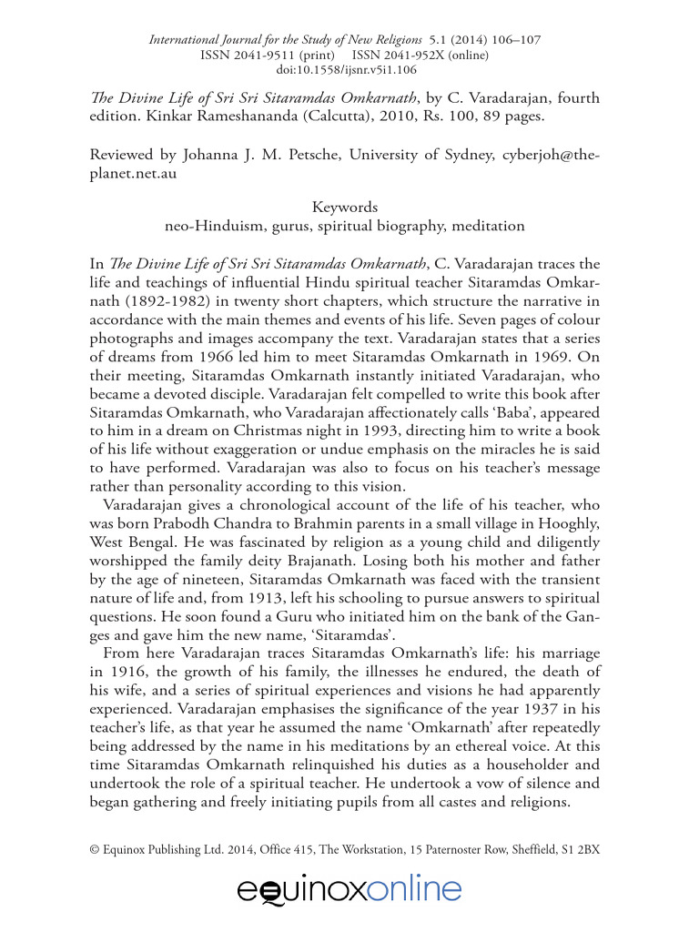 Life and Teachings of Sitaramdas Omkarnath | PDF | Indian Religions ...