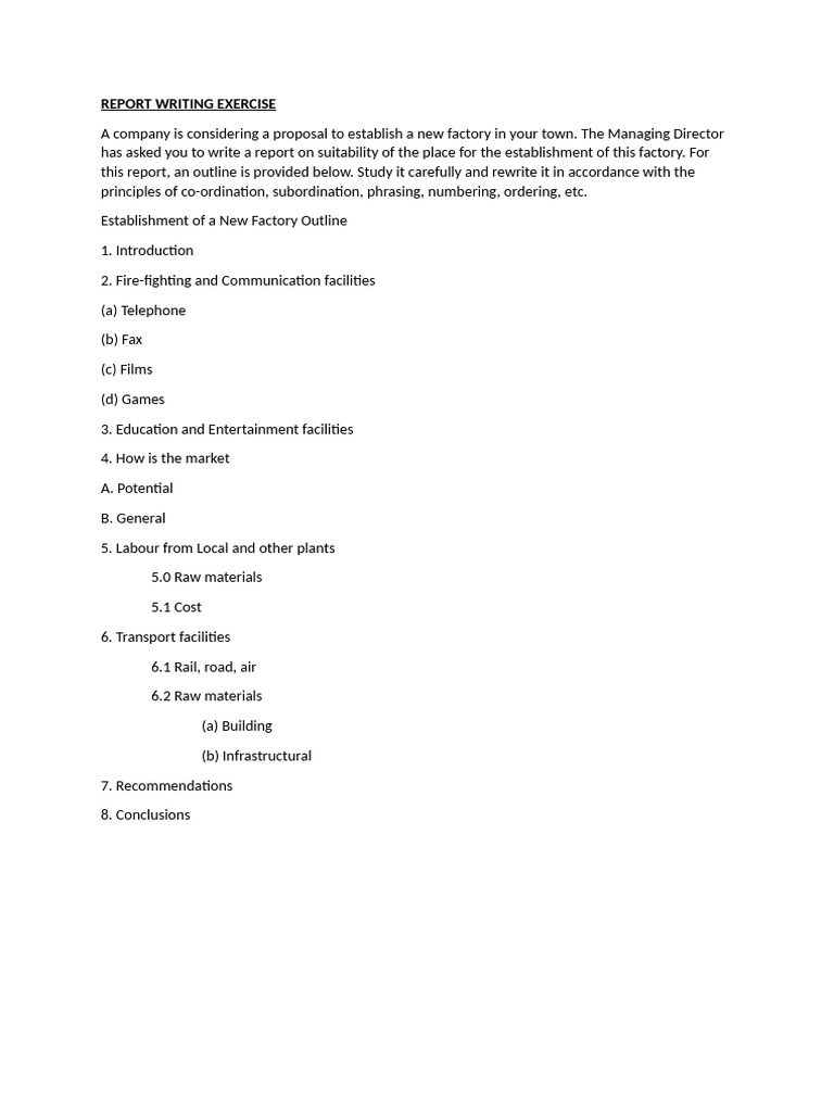 Report Writing Exercise 1 | PDF