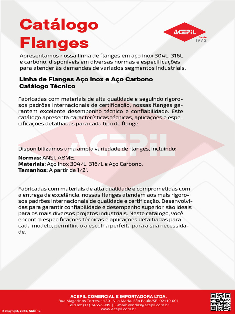 Catálogo de Flanges em Aço Inox e Carbono | PDF