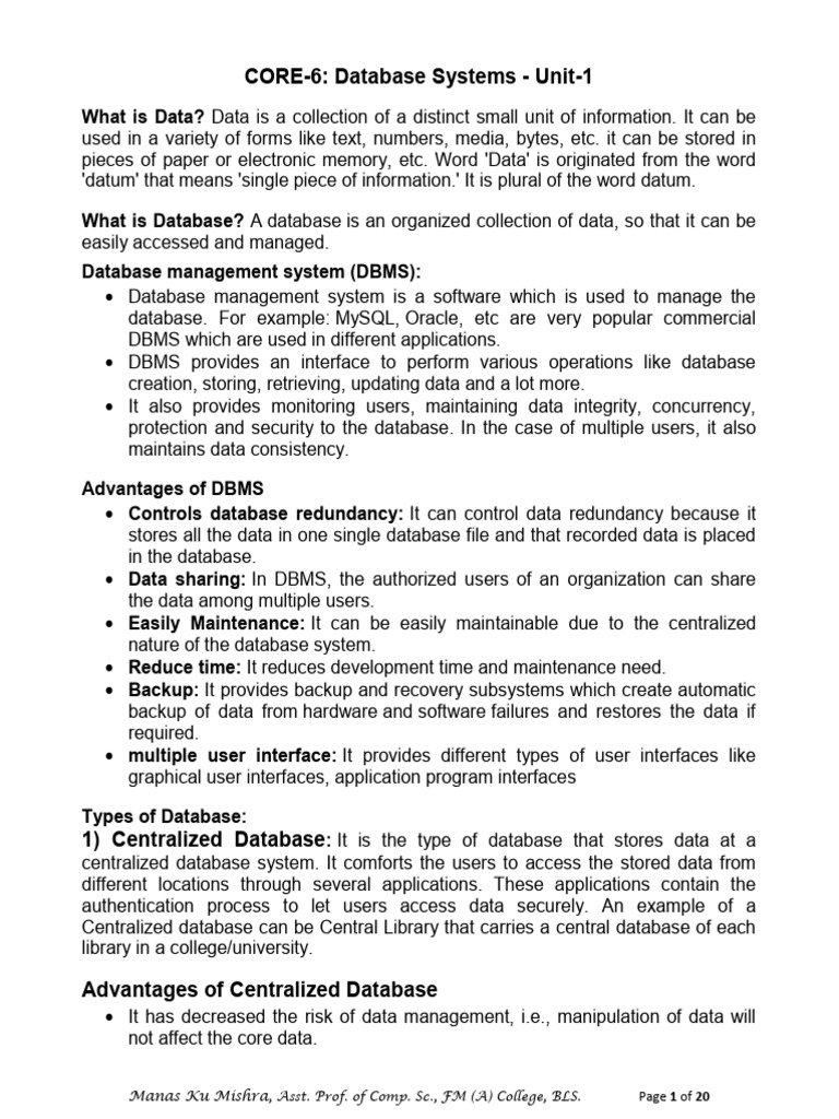 Overview of Database Systems Concepts | PDF | Databases | Relational Database