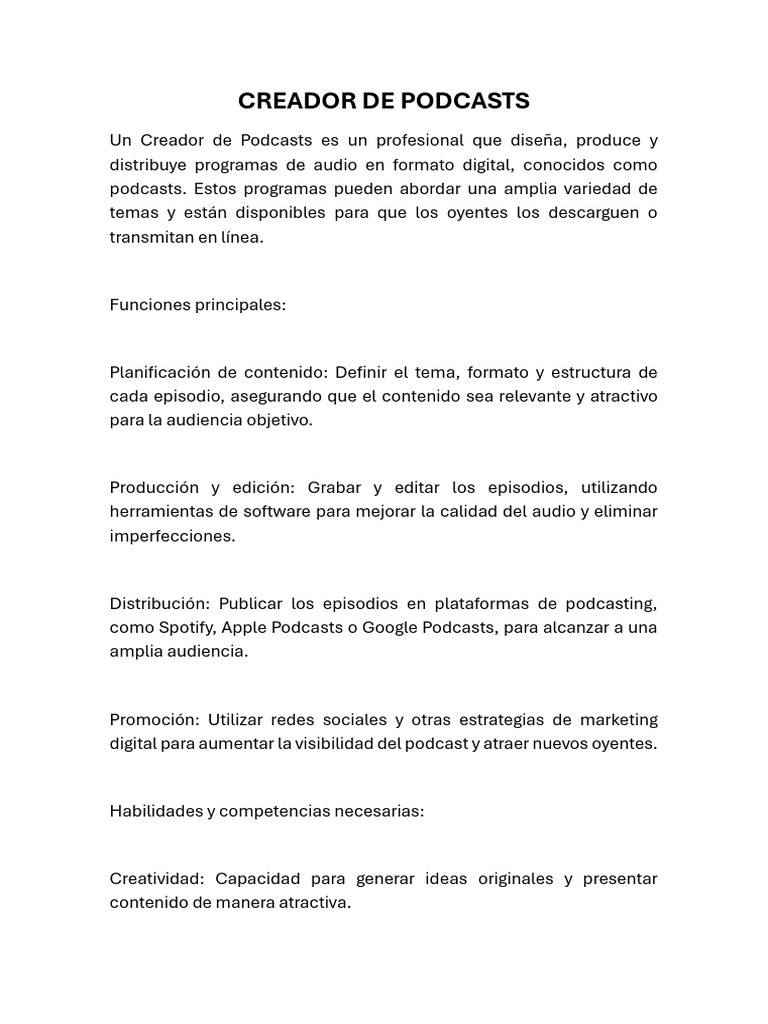 Creador de Podcasts | PDF