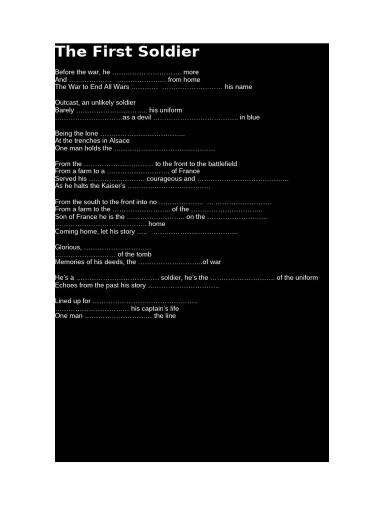 The First Soldier Worksheet | PDF