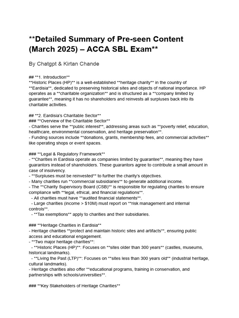 Preseen summary | PDF | Charitable Organization | Governance