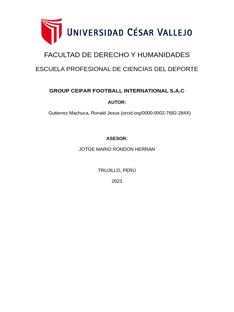 Group Ceifar Football International S.A.C | PDF