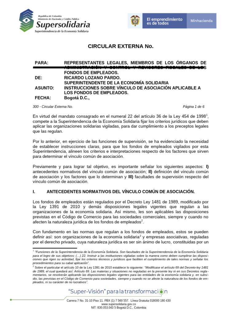 Proyecto Circular Vinculo de Asociacion Fondo de Empleados 1 | PDF
