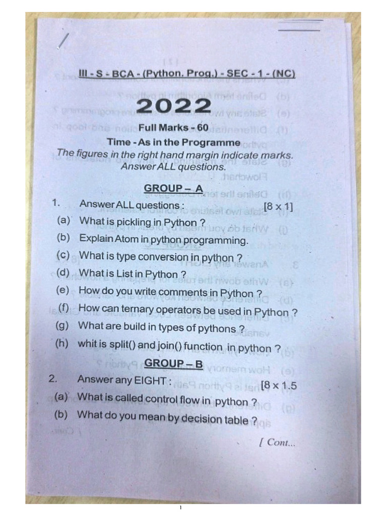BCA 3rd sem 2021,2022 quastion | PDF