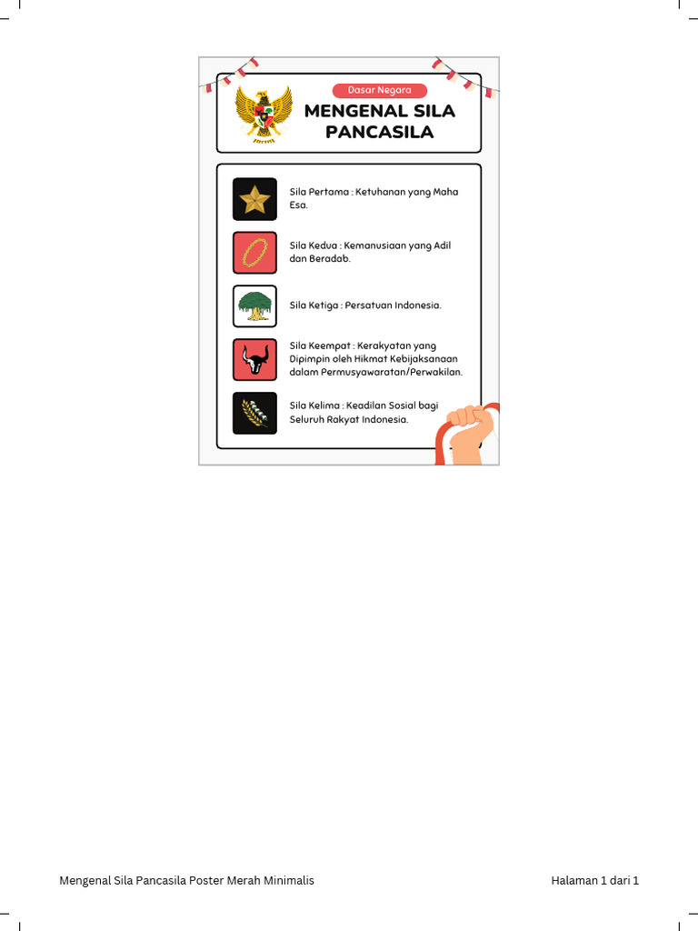 Mengenal Sila Pancasila Poster Merah Minimalis | PDF