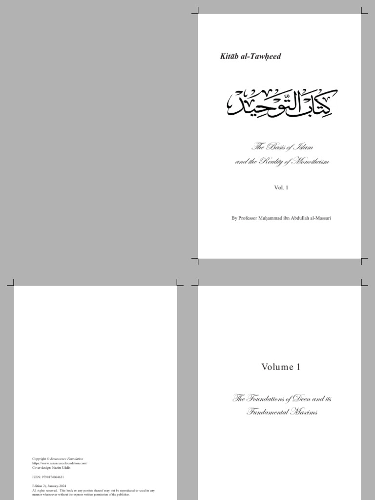 Kitab Al Tawheed The Basis of Islam and The Reality of Monotheism Volume 1 | PDF | God In Islam ...