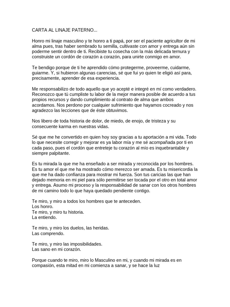 Carta para Sanar el Linaje Paterno | PDF