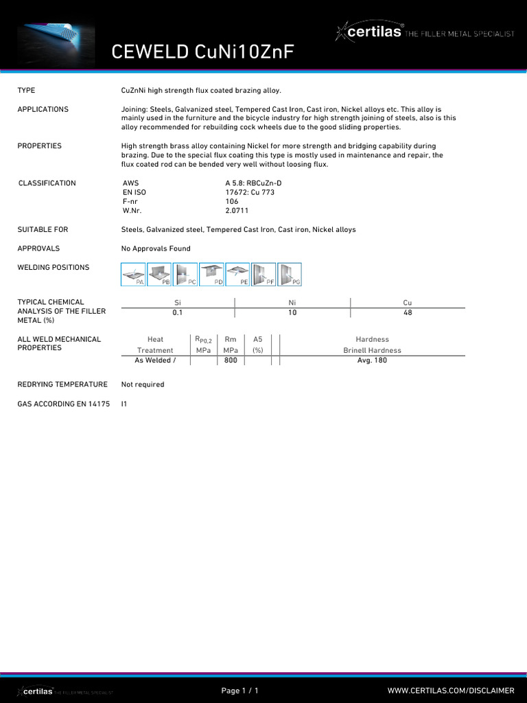 CuNi10ZnF Product-Sheet | PDF