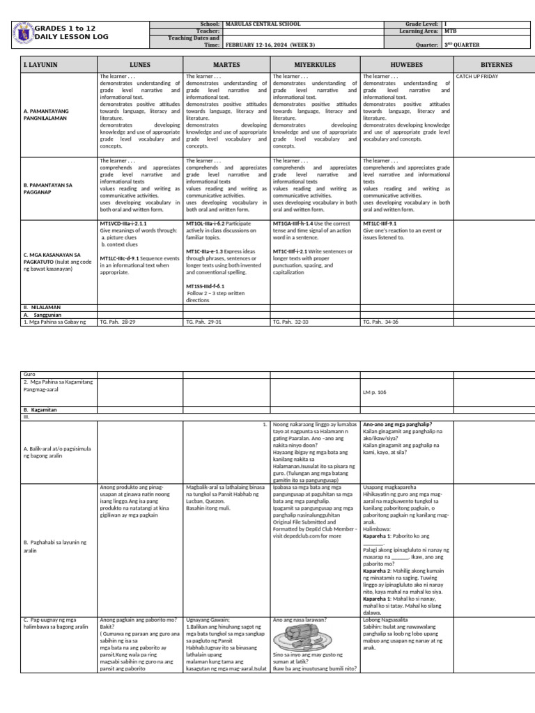 DLL MTB-1 Q3 W3 | PDF