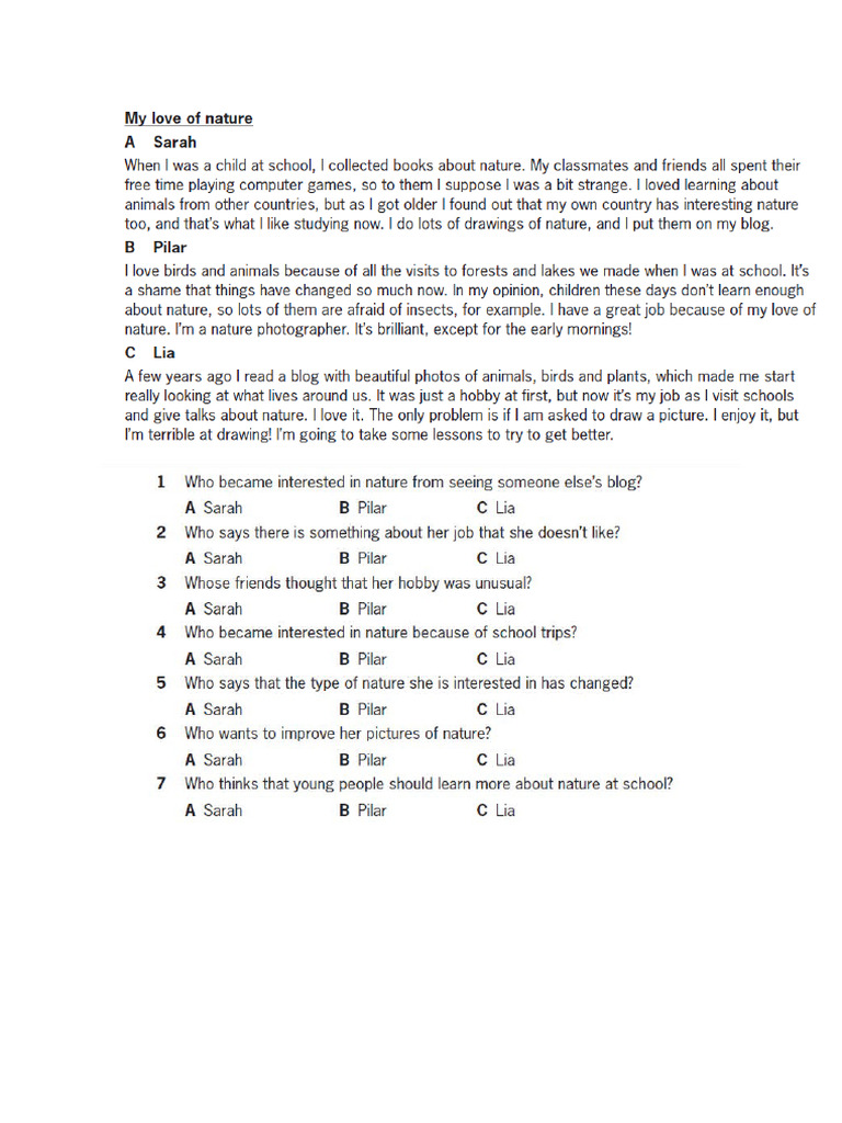 Reading Part 2 | PDF