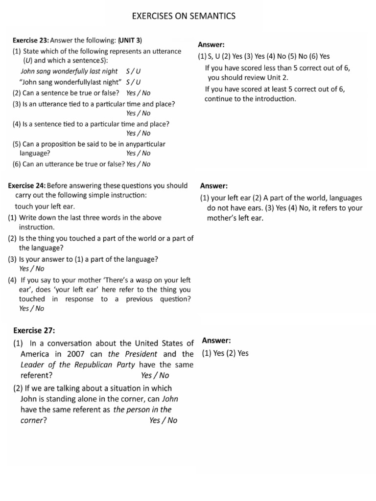 Exercise Semantics 3 | PDF