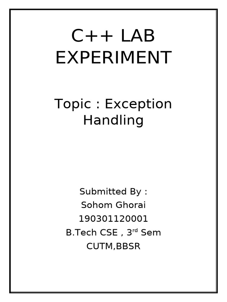 190301120001_C++ Lab Experiment | PDF | Object (Computer Science) | Computer Programming