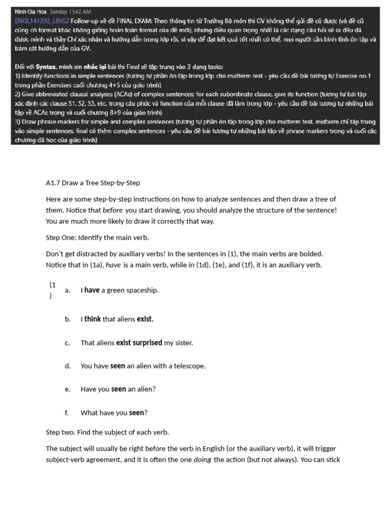 Step-by-Step Sentence Tree Drawing | PDF | Clause | Subject (Grammar)