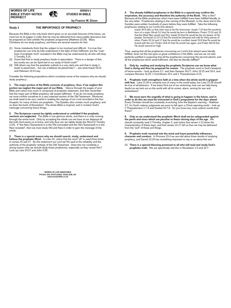 Importance of Bible Prophecy Study | PDF | Bible Prophecy | Prophecy