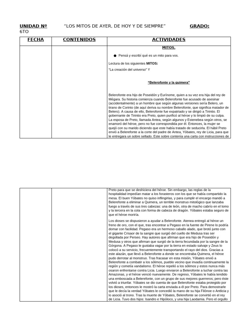 Unidad # Mitos. 6to Grado | PDF | Orfeo