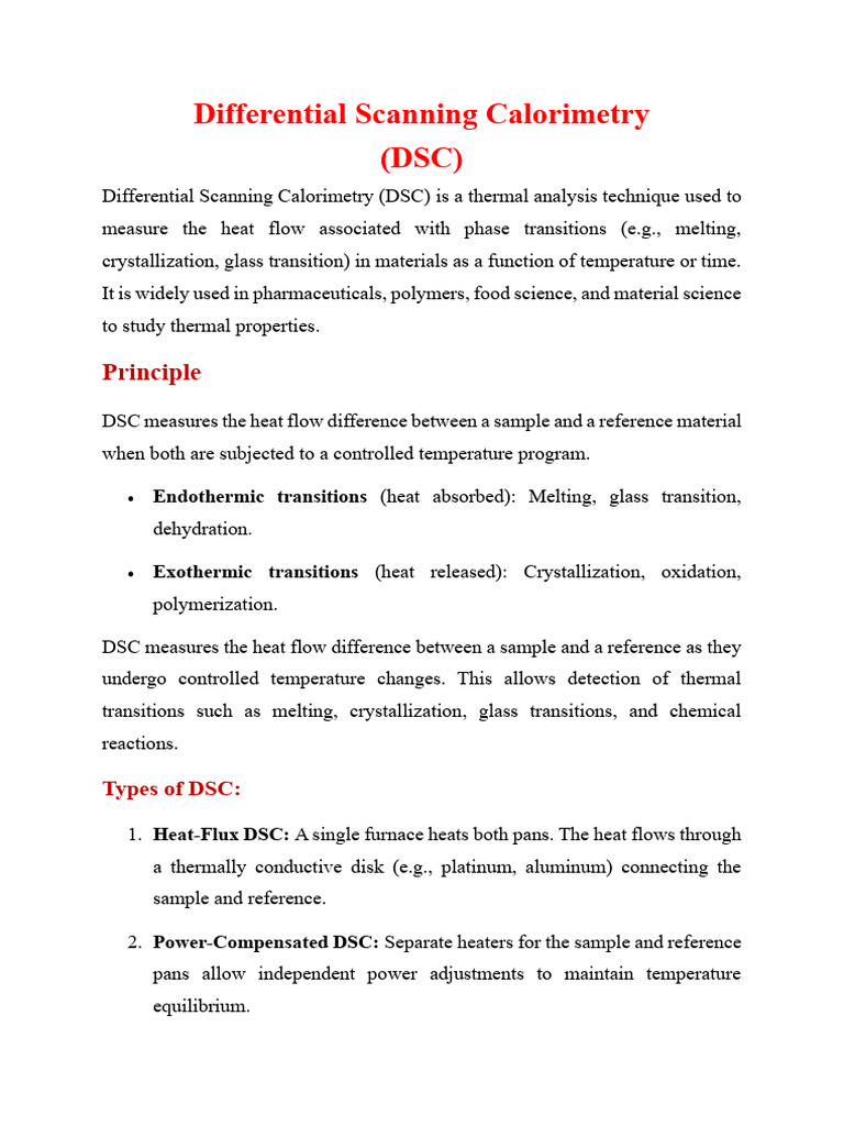 Differential Scanning Calorimetry (DSC) | PDF | Differential Scanning ...