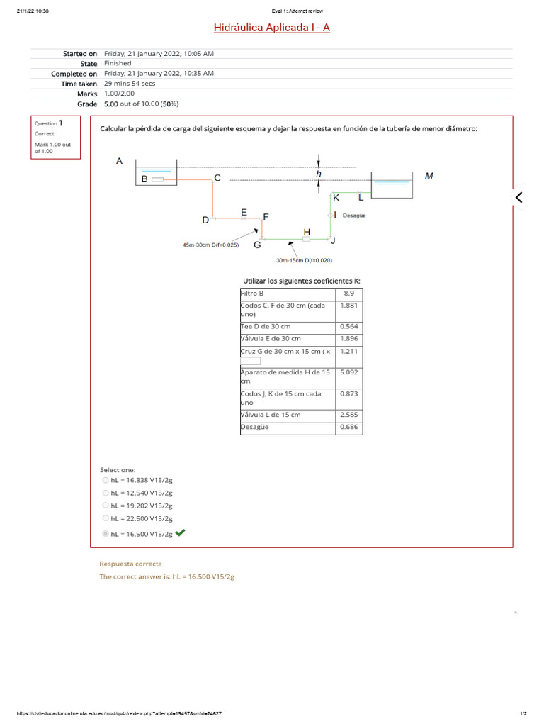 Eval 1 - 2do Parcial | PDF | Ingeniería hidráulica | Hidráulica