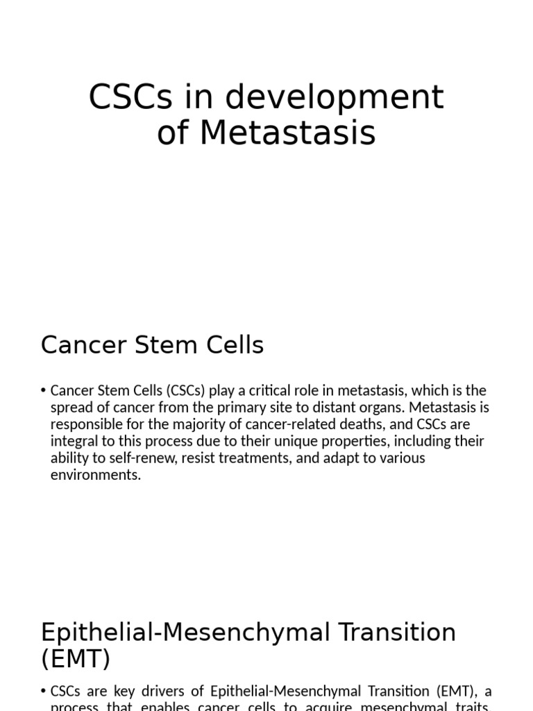CSCs in Metastasis Development | PDF | Metastasis | Cell Biology