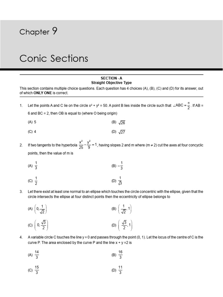 Chapter-09 Conic Sections | PDF | Ellipse | Classical Geometry