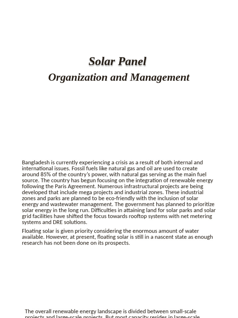 Solar Energy Organization and Management | PDF | Solar Power ...