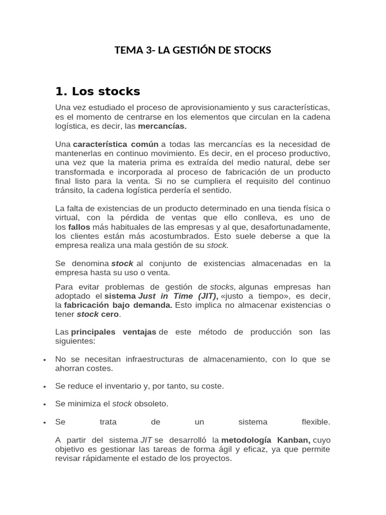 Tema 3 Gestion Logistica Comercial 2º GS Ayf | PDF | Lean Manufacturing | Logística
