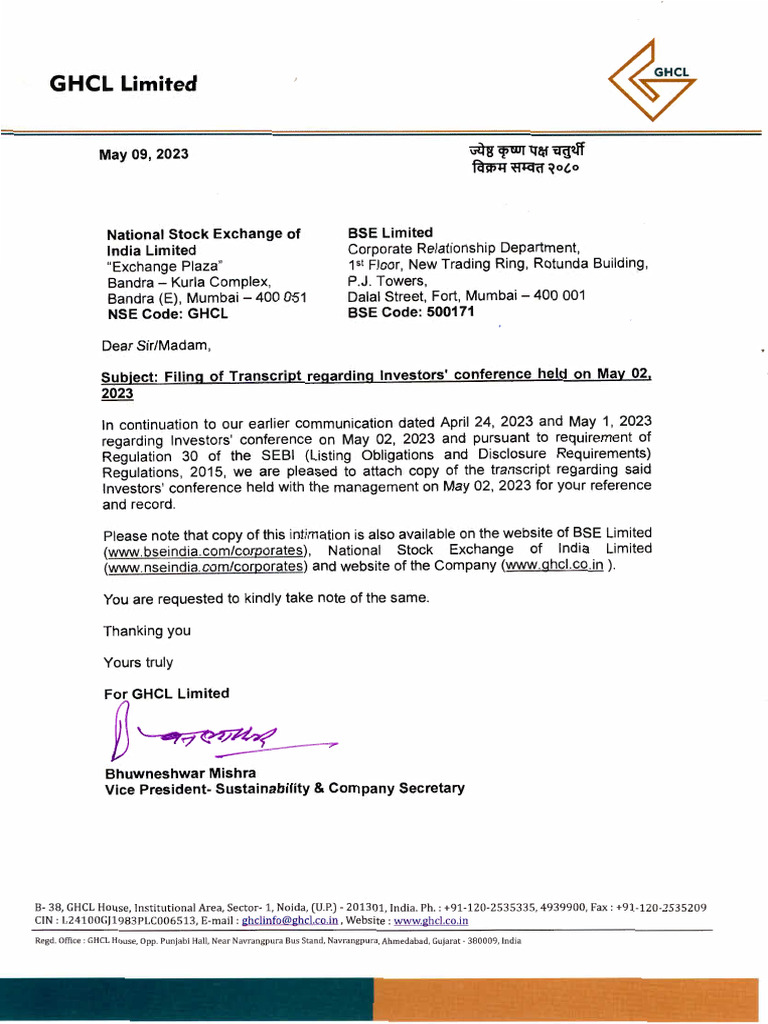 GHCL Limited: Ghclinfo@ghcl Co - in WWW GHCL - Co in | PDF | Demand