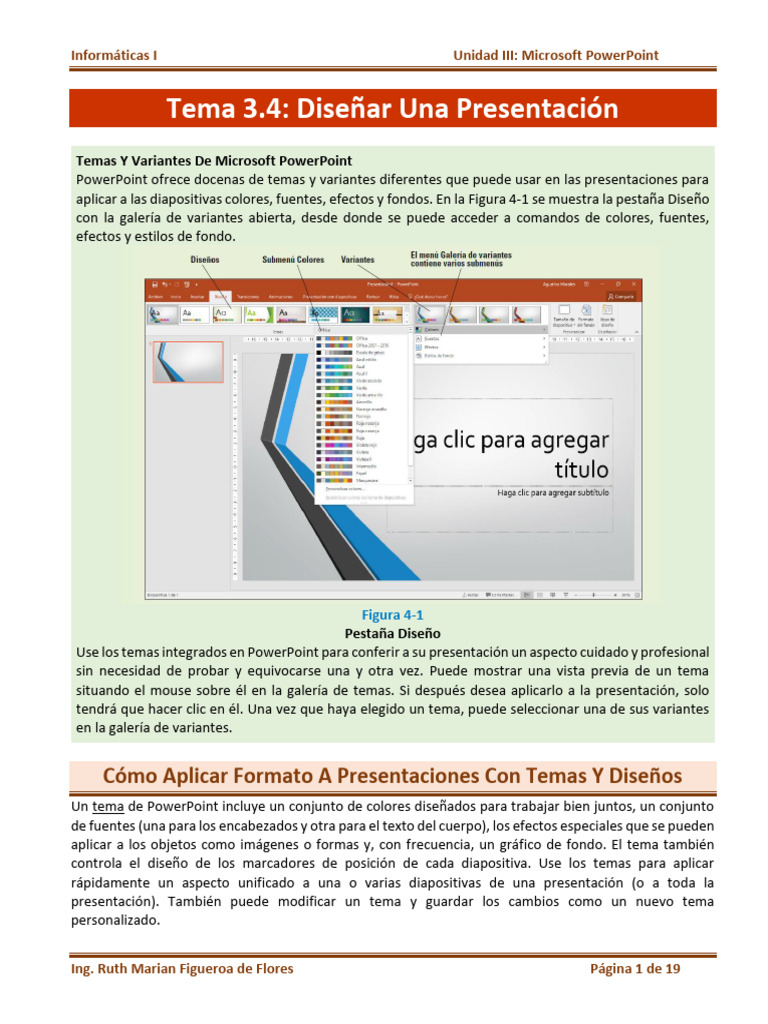 U3-Tema 3.4 - Diseñar Una Presentación | PDF | Microsoft PowerPoint | Botón (Computación)