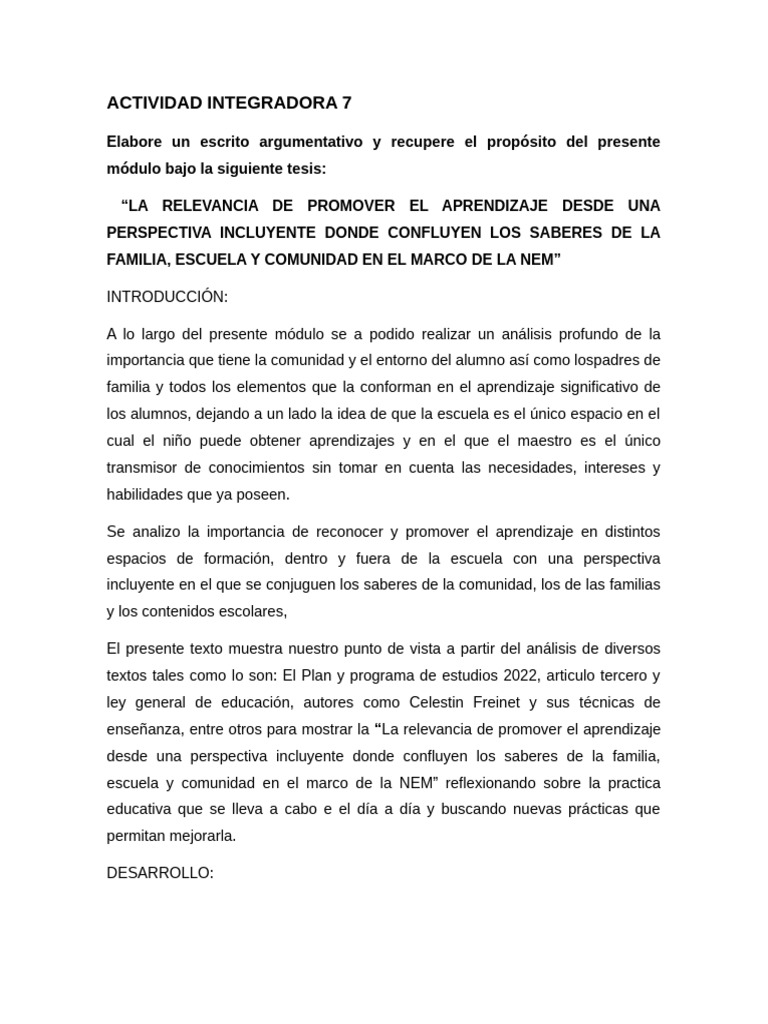 Actividad - Integradora - 7 Final | PDF | Enseñando | Maestros
