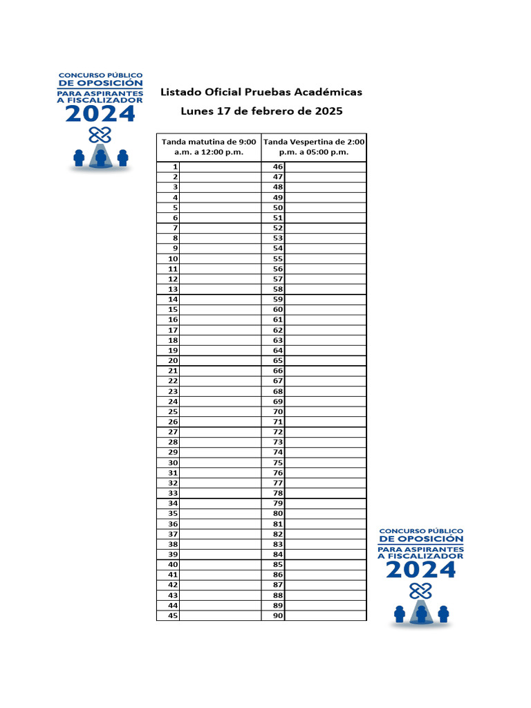 Listado Oficial - Pruebas Academicas | PDF