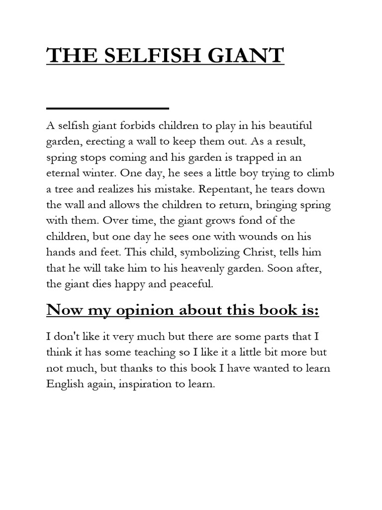 The Selfish Giant | PDF