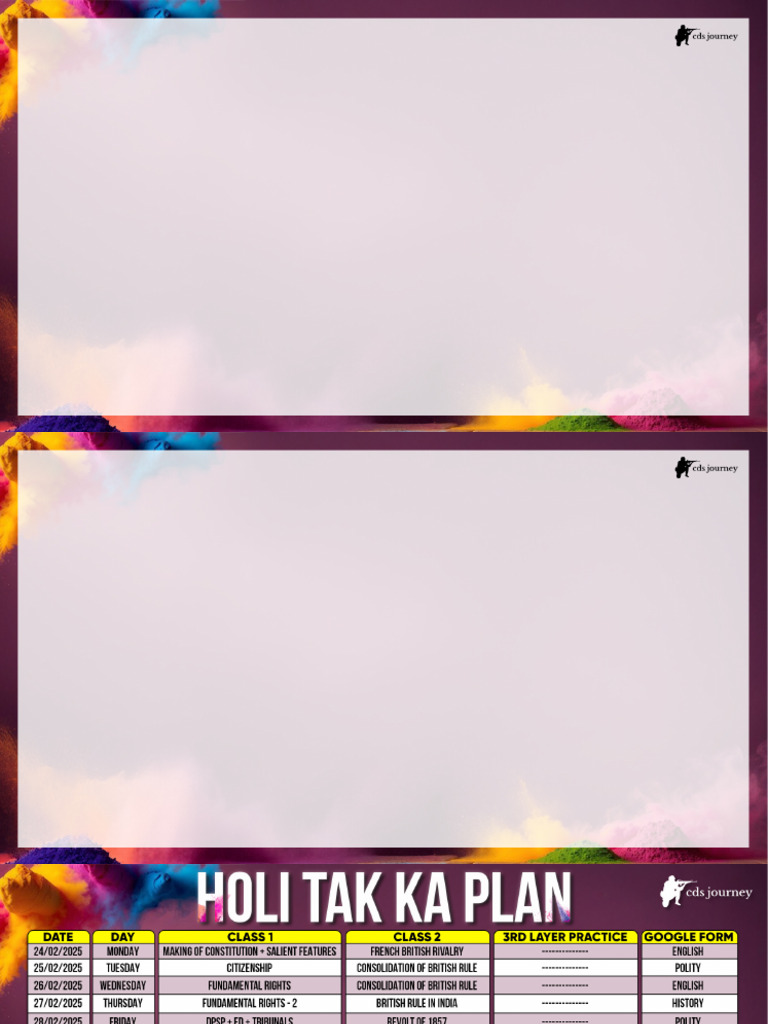 CDS 1 2025 - Holi Tak Ka Plan | PDF