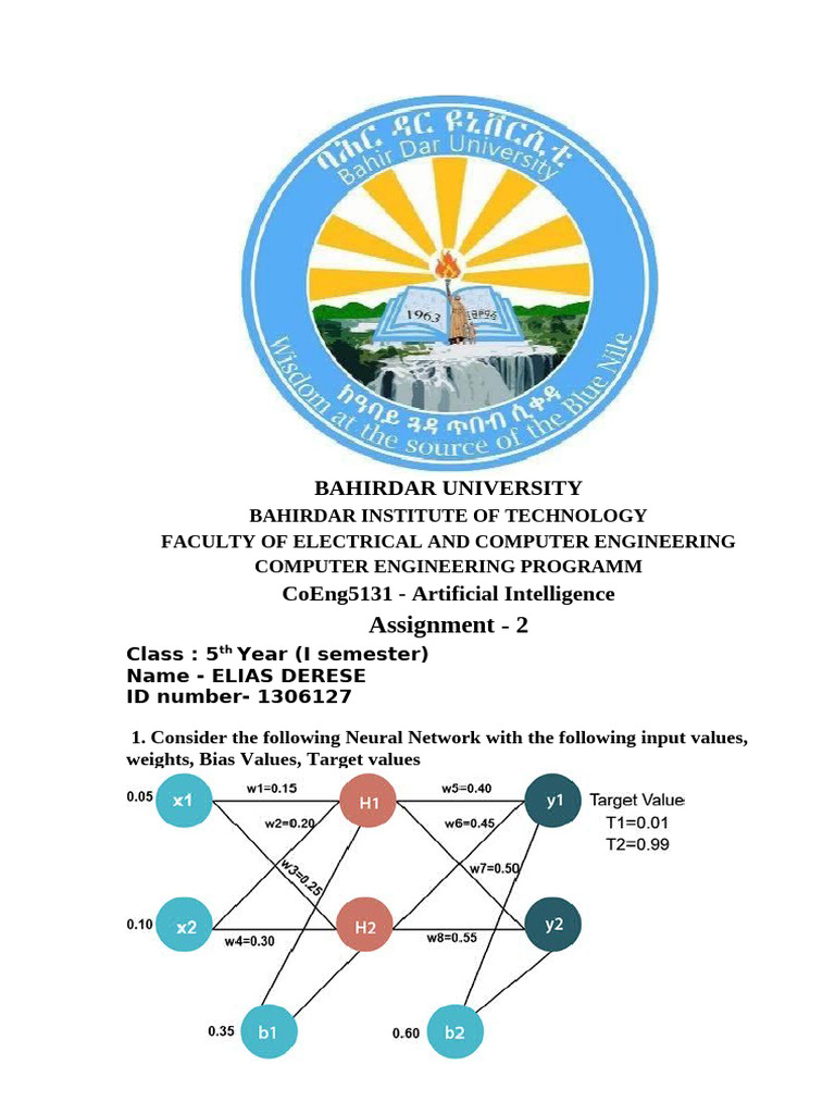 Ai Assignment 2 Answer | PDF | Equations | Algorithms