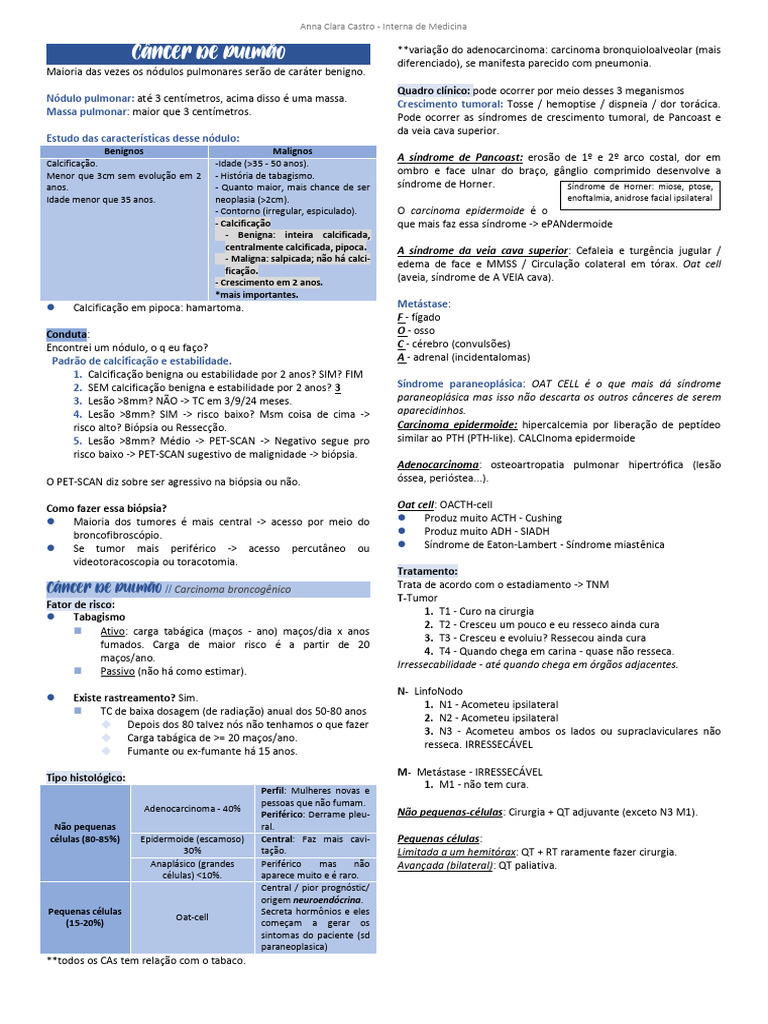 CÃ¢ncer de pulmÃ£o | PDF | Câncer de pulmão | Neoplasmas