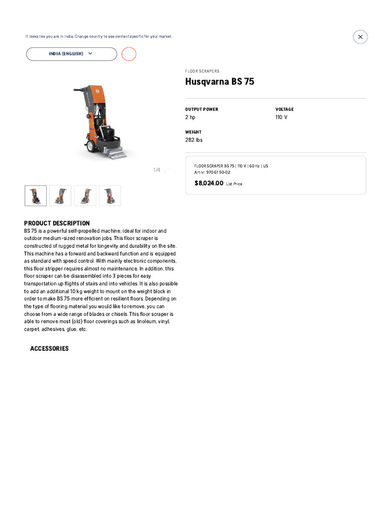Husqvarna BS 75 Floor Scraper Overview | PDF
