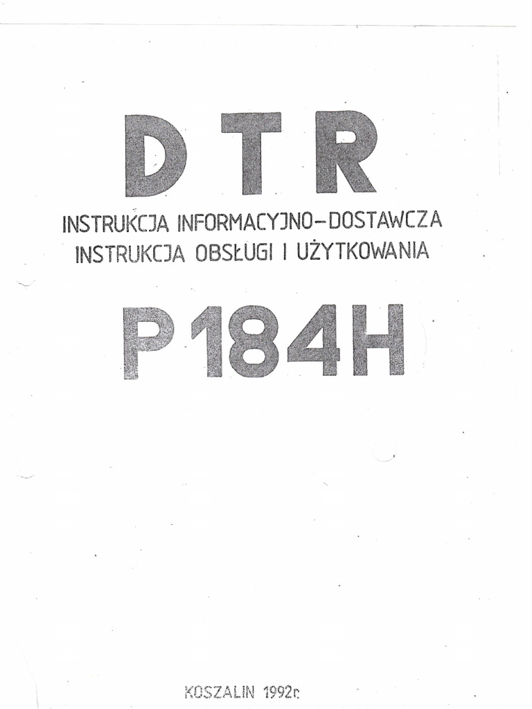 Instrukcja Obsługi p184 | PDF