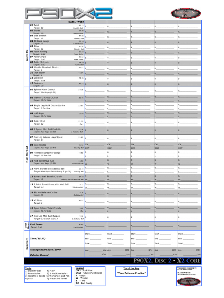P90X2 Core Workout Routine | PDF | Sports Science | Management Of Obesity