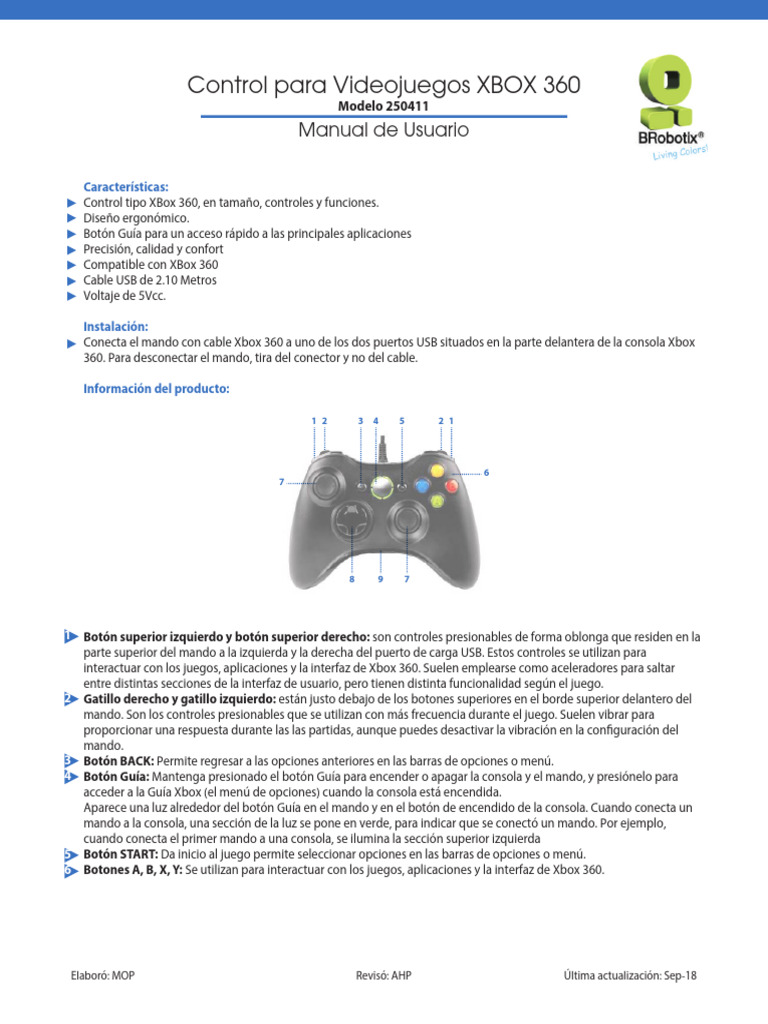 Uso y características del control Xbox 360 | PDF | Xbox | Xbox 360